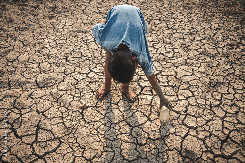 The little boy waiting for drinking water to live through this drought ...