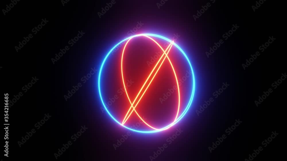 Neon lights sphere. 3D Rendering. Abstract neon background. 4K UHD ...