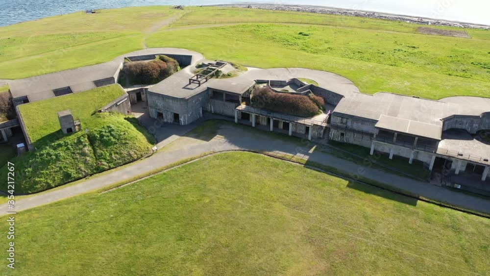 Aerial / drone footage of Fort Casey State Park with its disappearing ...