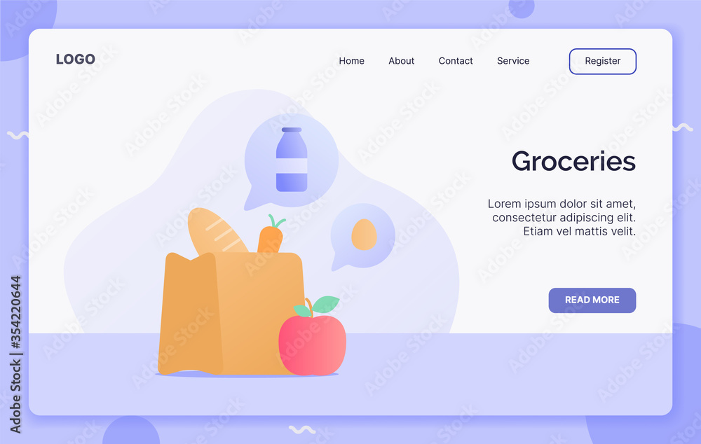 Groceries campaign concept for website template landing or home page ...