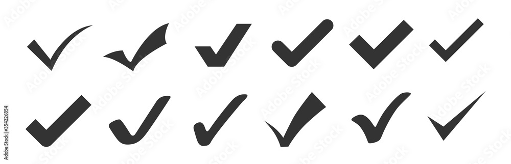 Check mark icons set isolated on white. Clip-art illustration eps10 ...