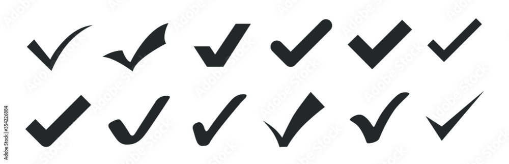Check mark icons set isolated on white. Vector illustration eps10 Stock ...
