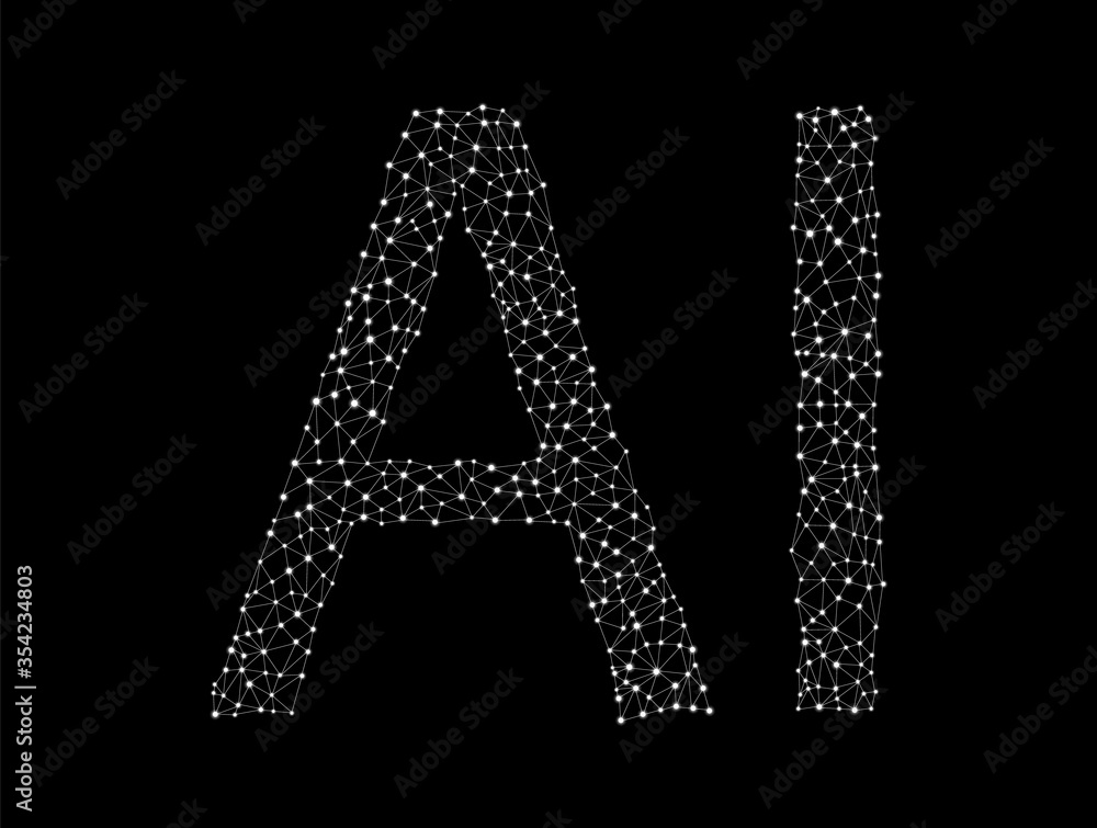 Vector background with artificial intelligence (AI) letters Stock ...