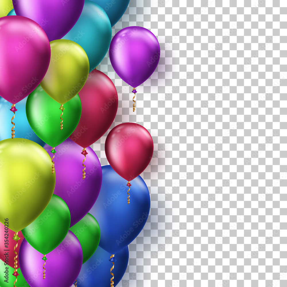 Realistic floating balloons isolated on transparent background. Design ...
