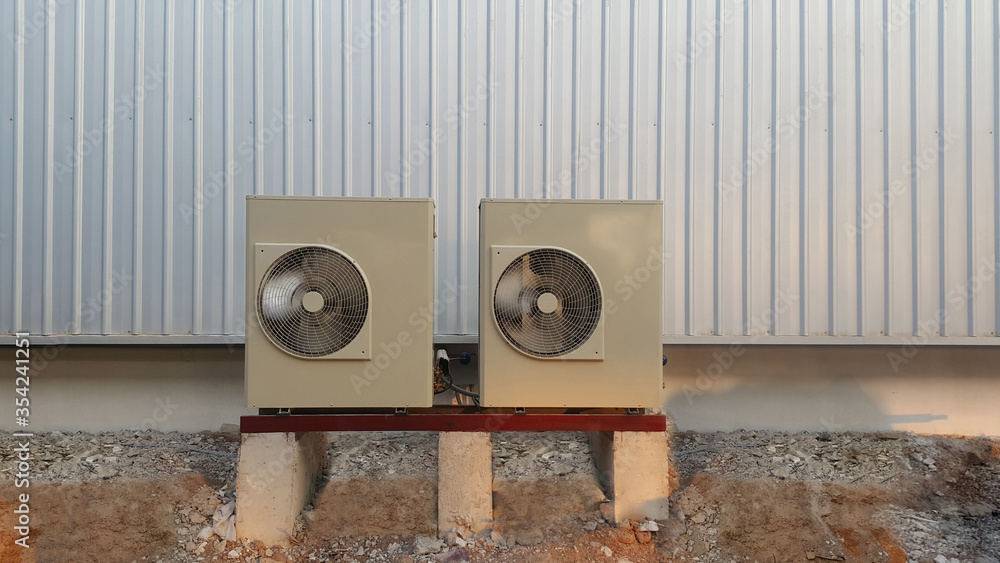 Air conditioner condencing units installed outdoor of building Stock ...
