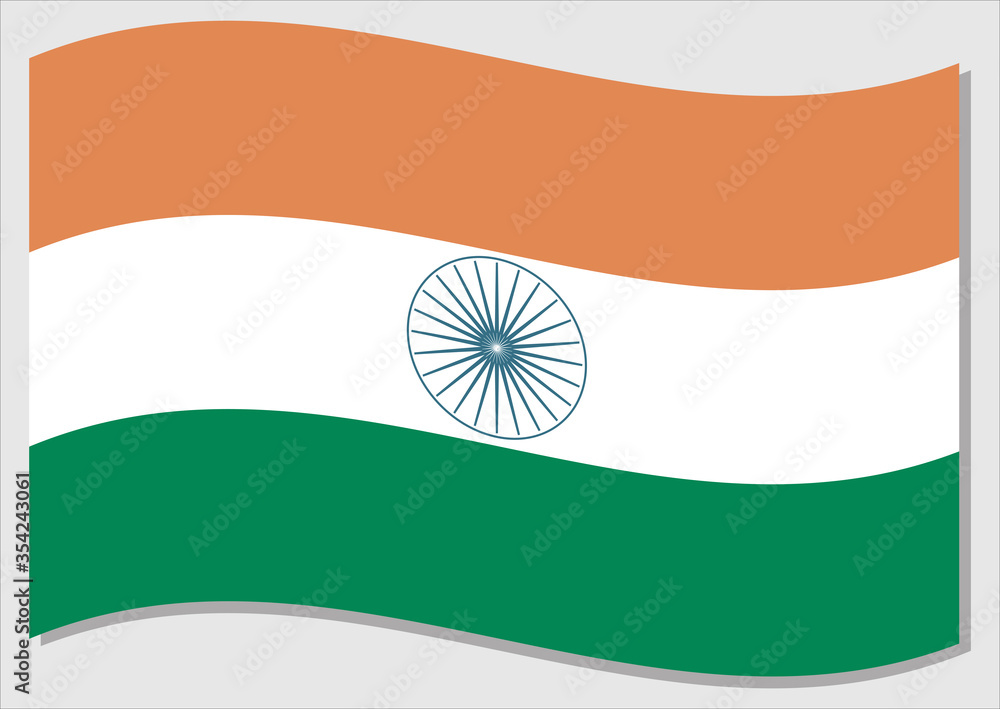 Waving flag of India vector graphic. Waving Indian flag illustration ...
