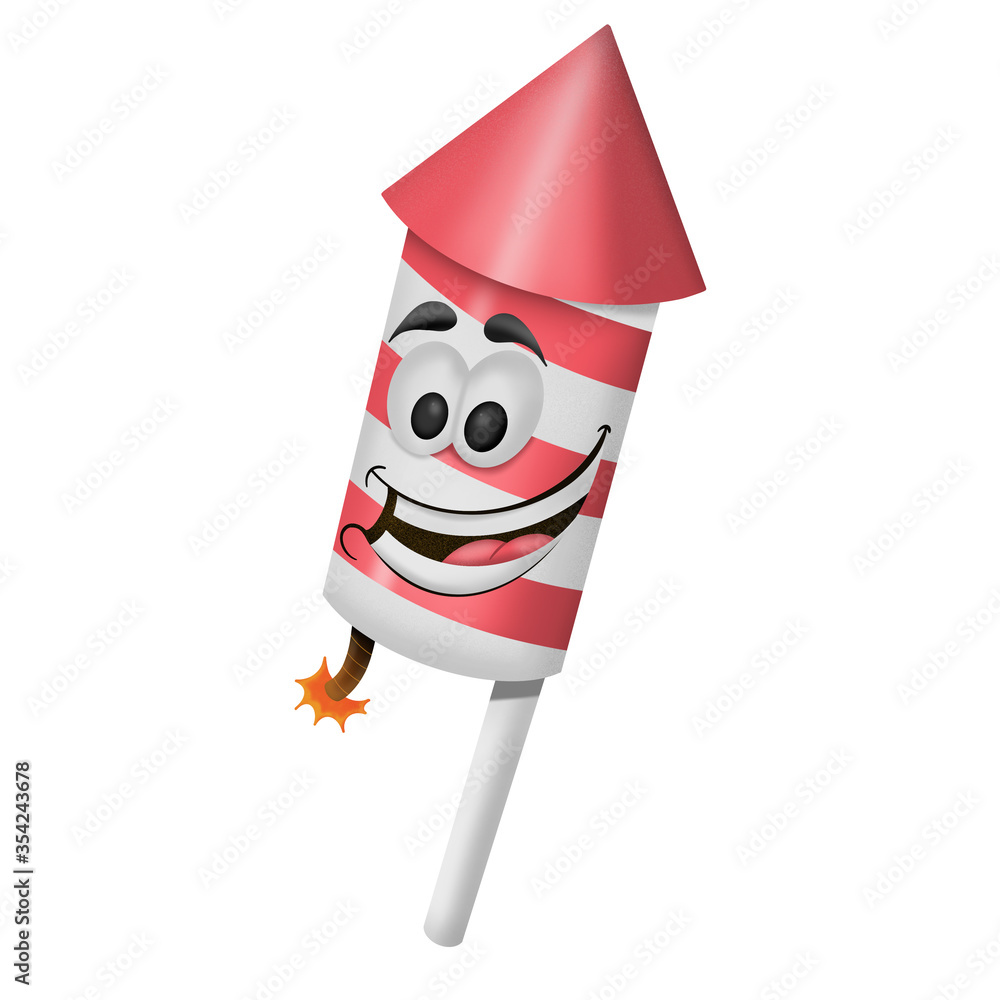 cartoon firecracker with a burning wick on a white background ...