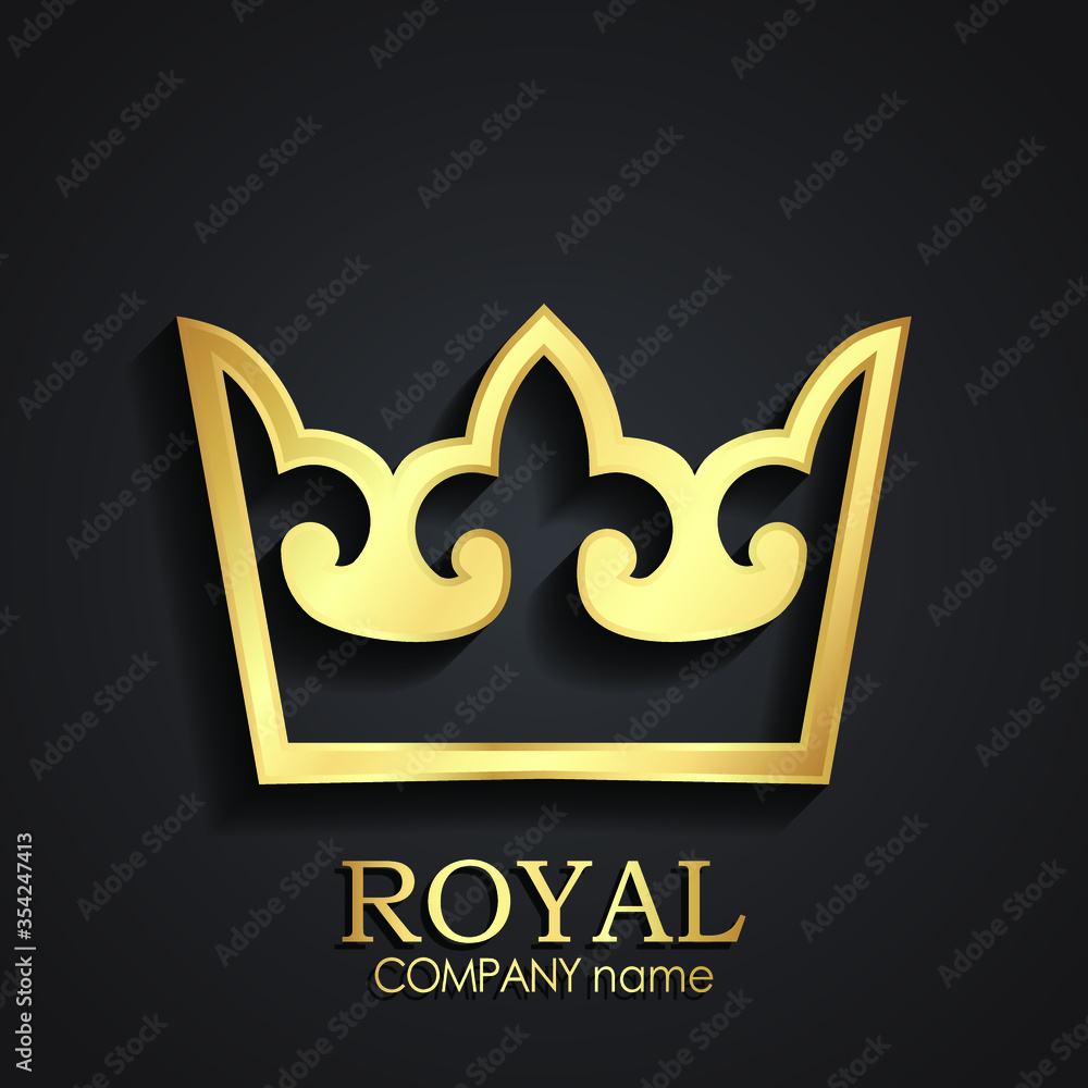 3d golden royal crown logo design Stock Vector | Adobe Stock