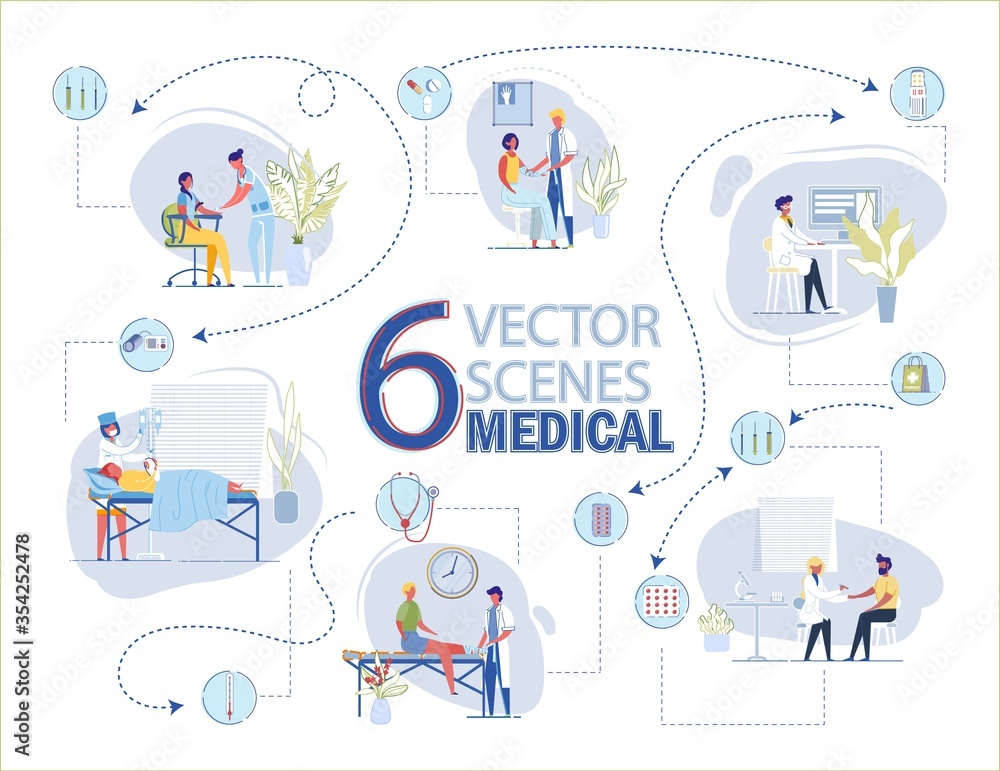 Vector Medical Scene with Doctor Nurse and Patient Stock Vector | Adobe ...