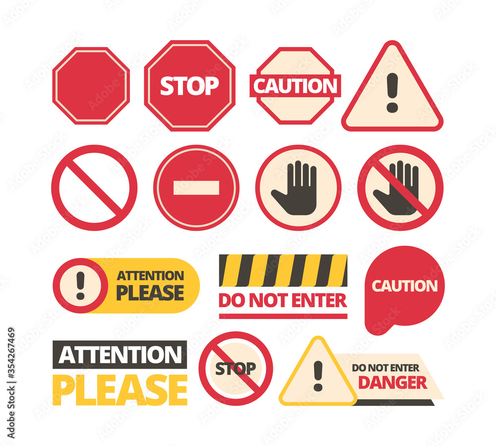 Attention signs. Stop walking and of route dont disturb help signals ...