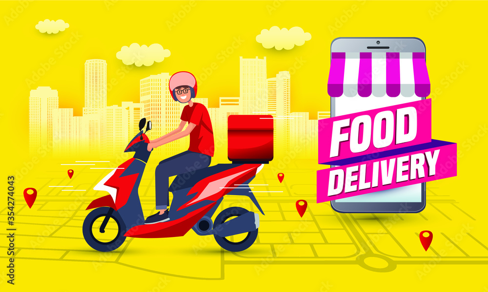 Online food order and food delivery service. Food delivery and fast ...