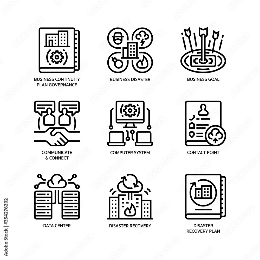 Poster Business continuity plan icons set – Wall Art | UkPosters