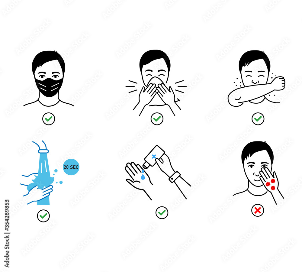 Infographic Steps How Prevent Respiratory Diseases. Correct Coughing ...