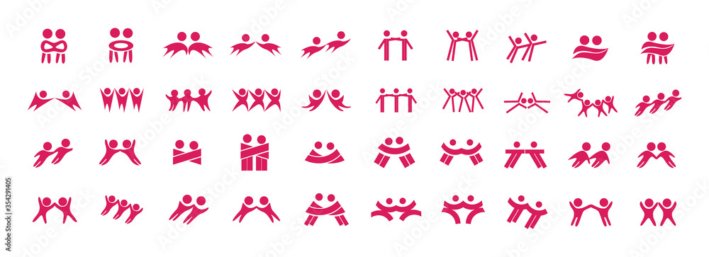 Abstract People Logo Set. Human Figure Isolated On White Background ...
