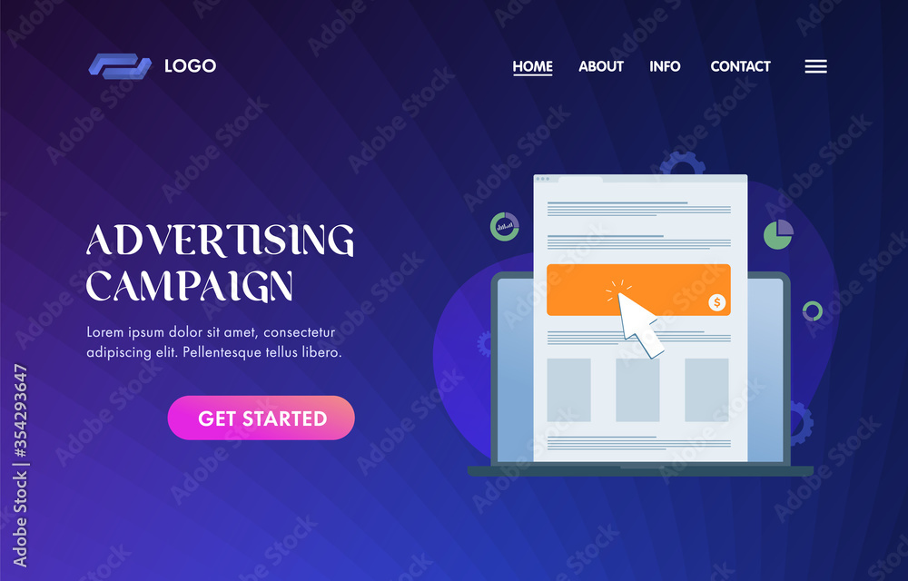 Advertising Campaign UI UX vector web template for website header ...