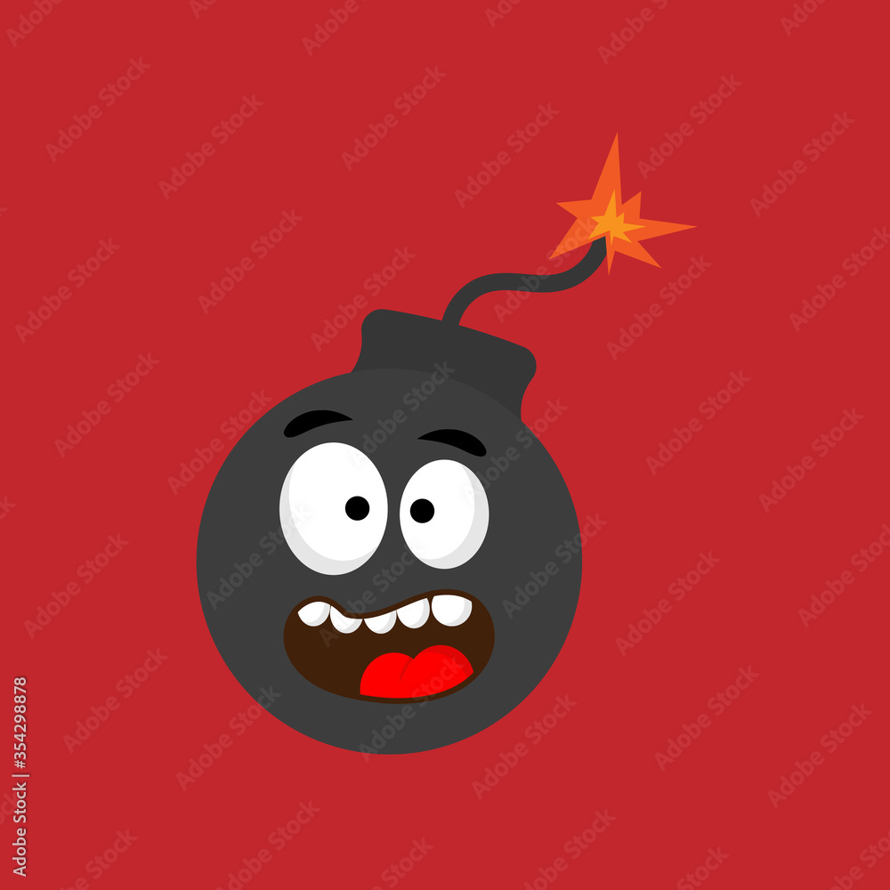 Cartoon Scared bomb character.vector illustration Stock Vector | Adobe ...