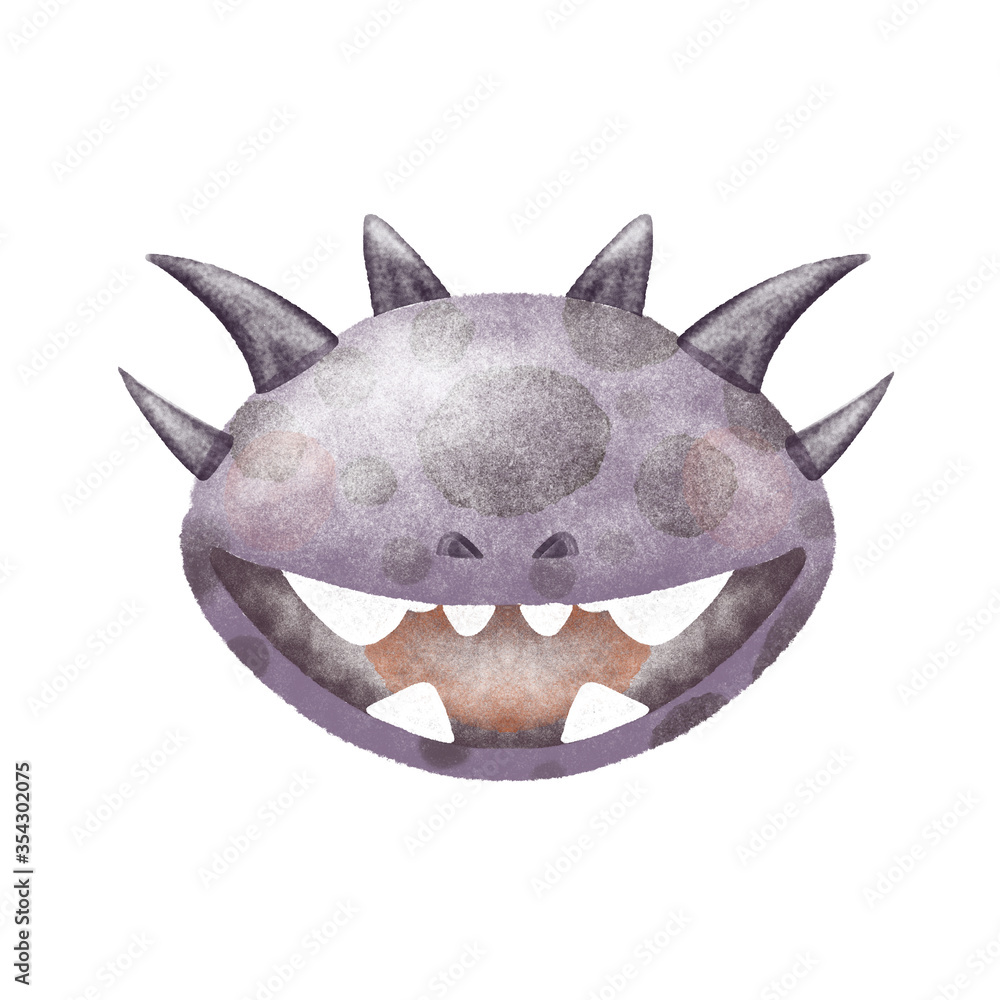 Hand painted in watercolor style Cute Ankylosaurus face illustration ...
