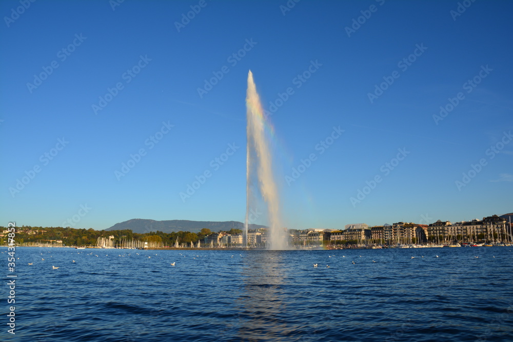 Jet d'eau Lac Léman Genève Suisse Stock-Foto | Adobe Stock