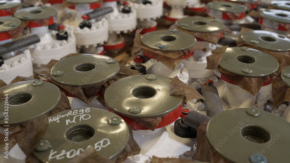 Oil and Gas Wellhead tree equipment production plant. Parts of wellhead ...