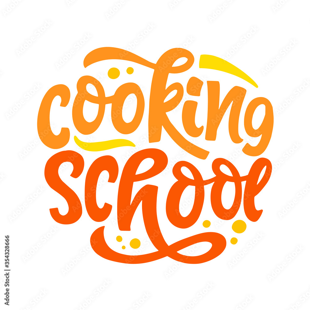 Cooking school logo with hand written lettering emblem Stock Vector ...