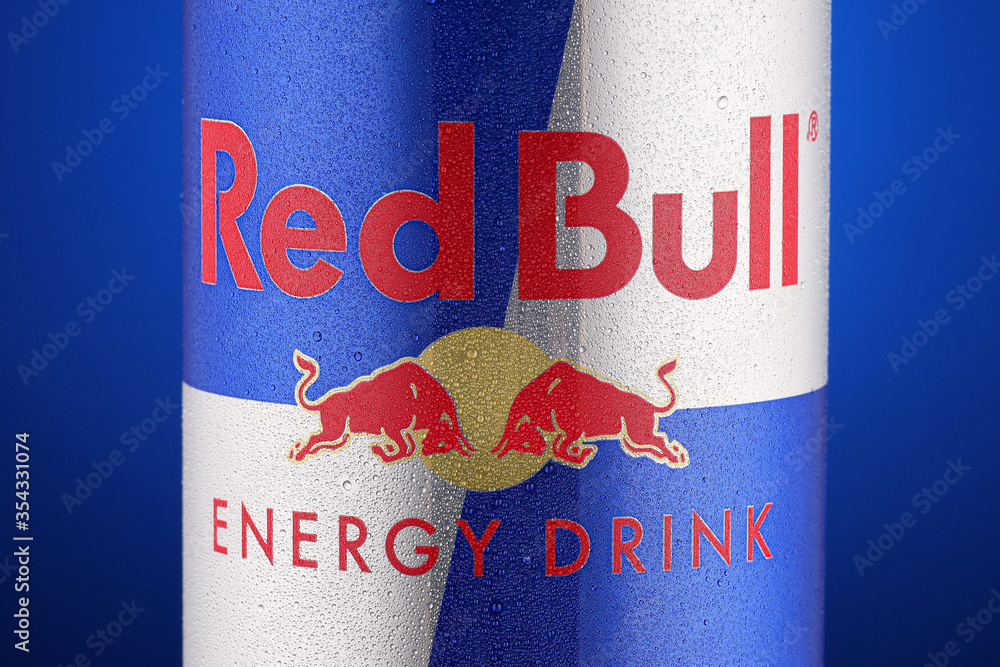 LVIV, UKRAINE - May 29, 2020: Red bull energy drink in the jar Stock ...