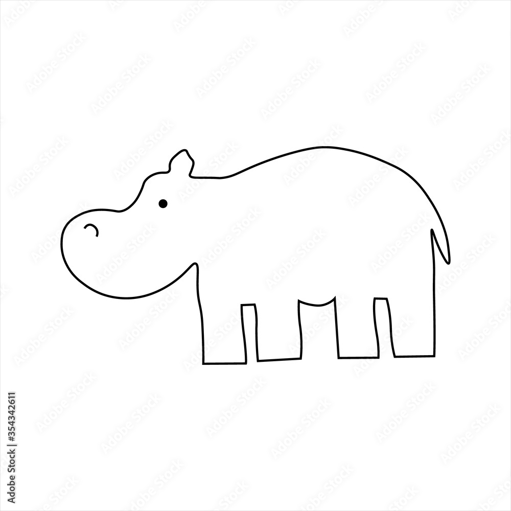 Hippo, simple vector illustration, line art Stock Vector | Adobe Stock