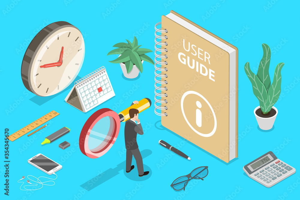 3D Isometric Flat Vector Concept of User Guide, Requirements and ...