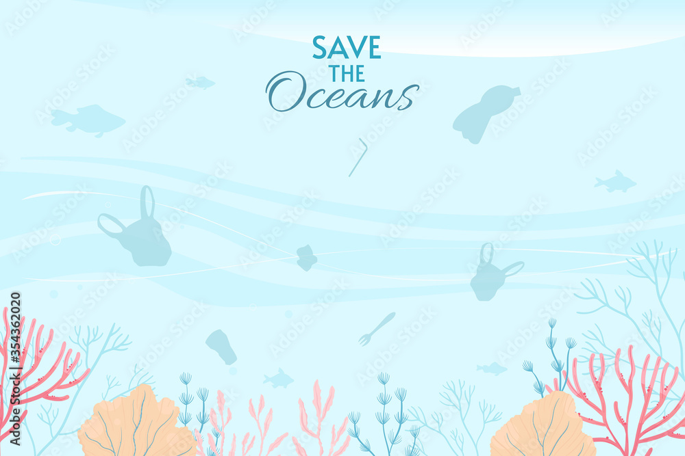 World Oceans Day Card Vector illustration. Help protect, and conserve ...