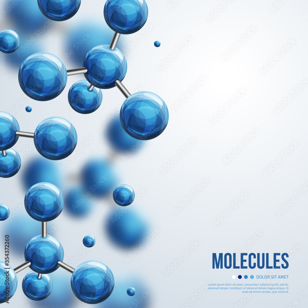 Vetor de Abstract molecules design. Vector illustration. Atoms. Medical ...