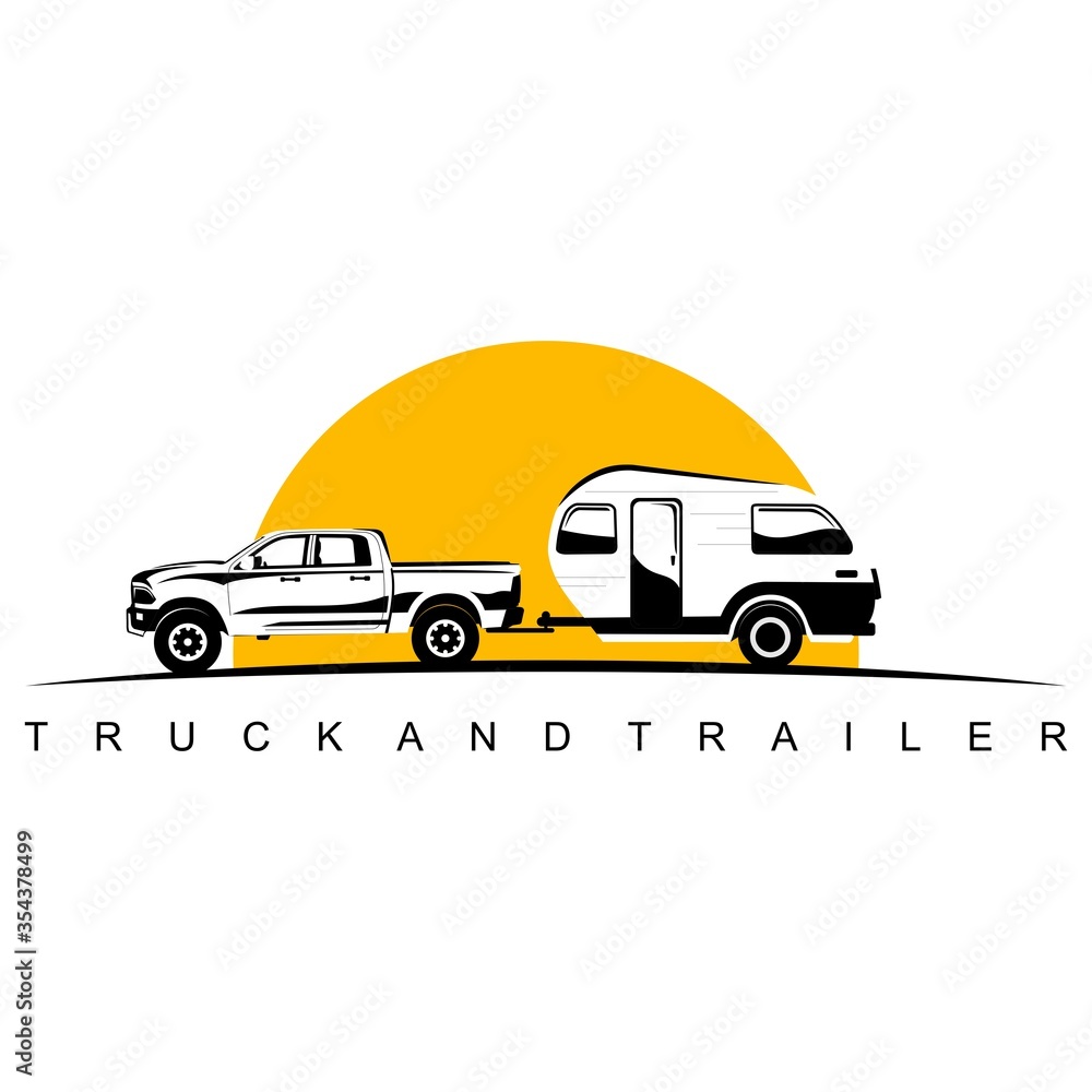 truck and trailer caravan logo design vector Stock Vector | Adobe Stock