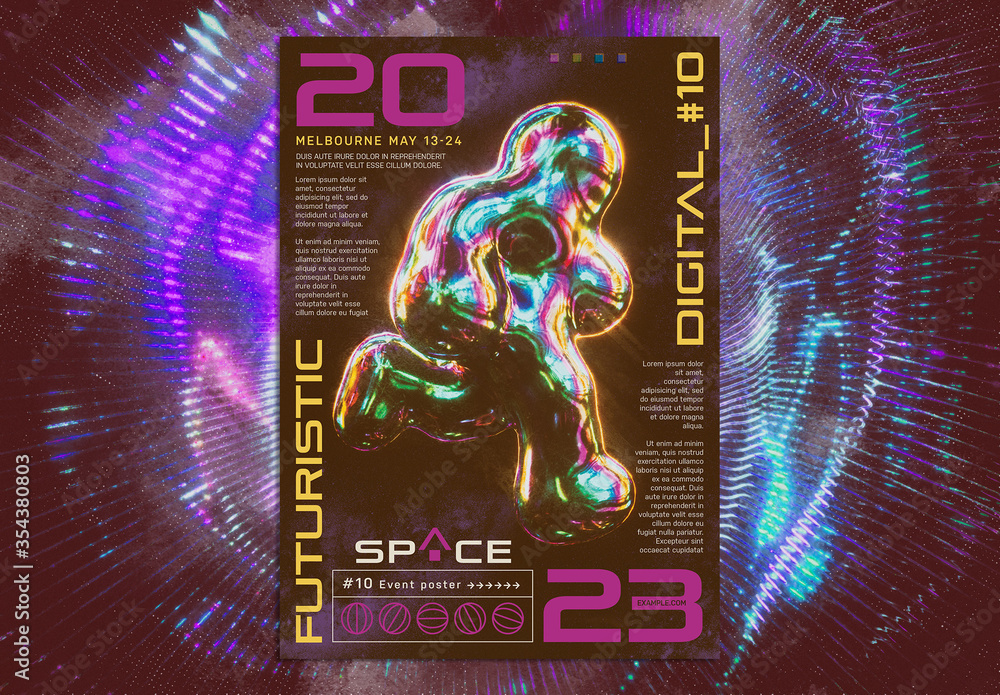 Futuristic Iridescent Designs Poster Layout Stock Template | Adobe Stock