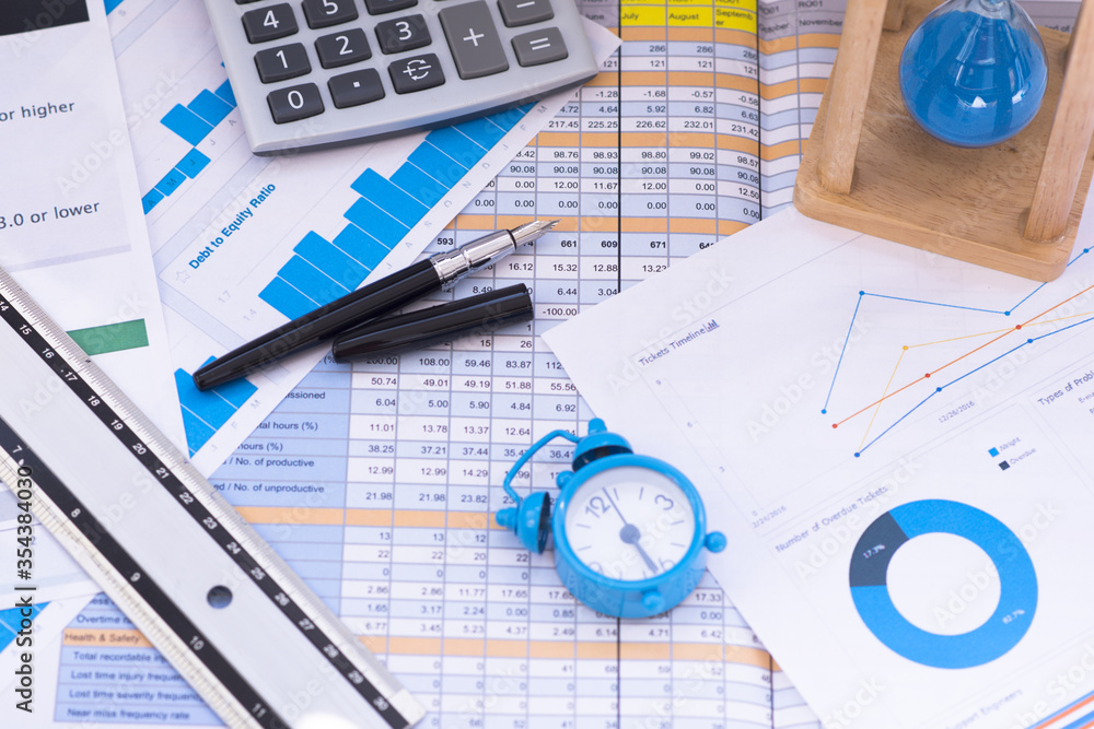Financial analysis concept with graphs and bar charts Stock Photo ...