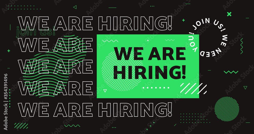 We are hiring vector banner. Join us now background with geometic ...