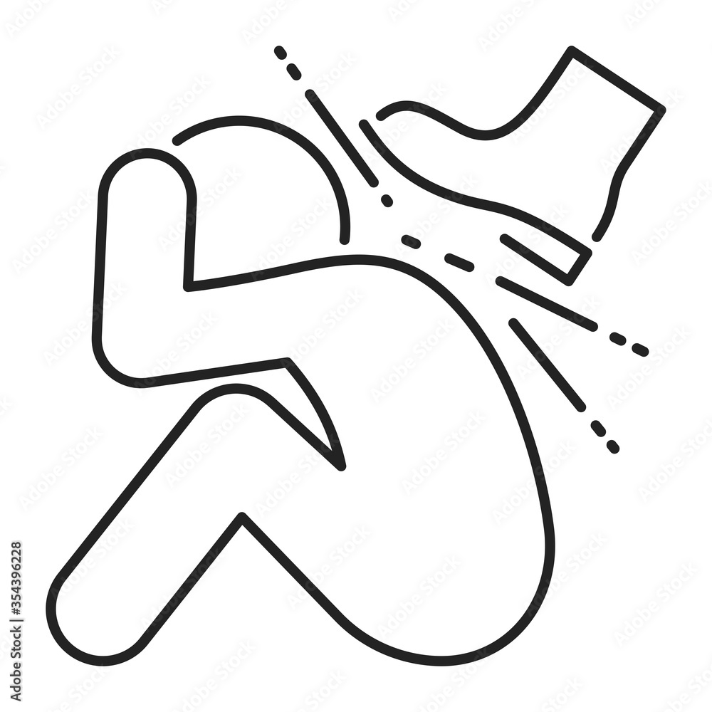 Physical bullying black line icon. Harassment, beat and violence ...