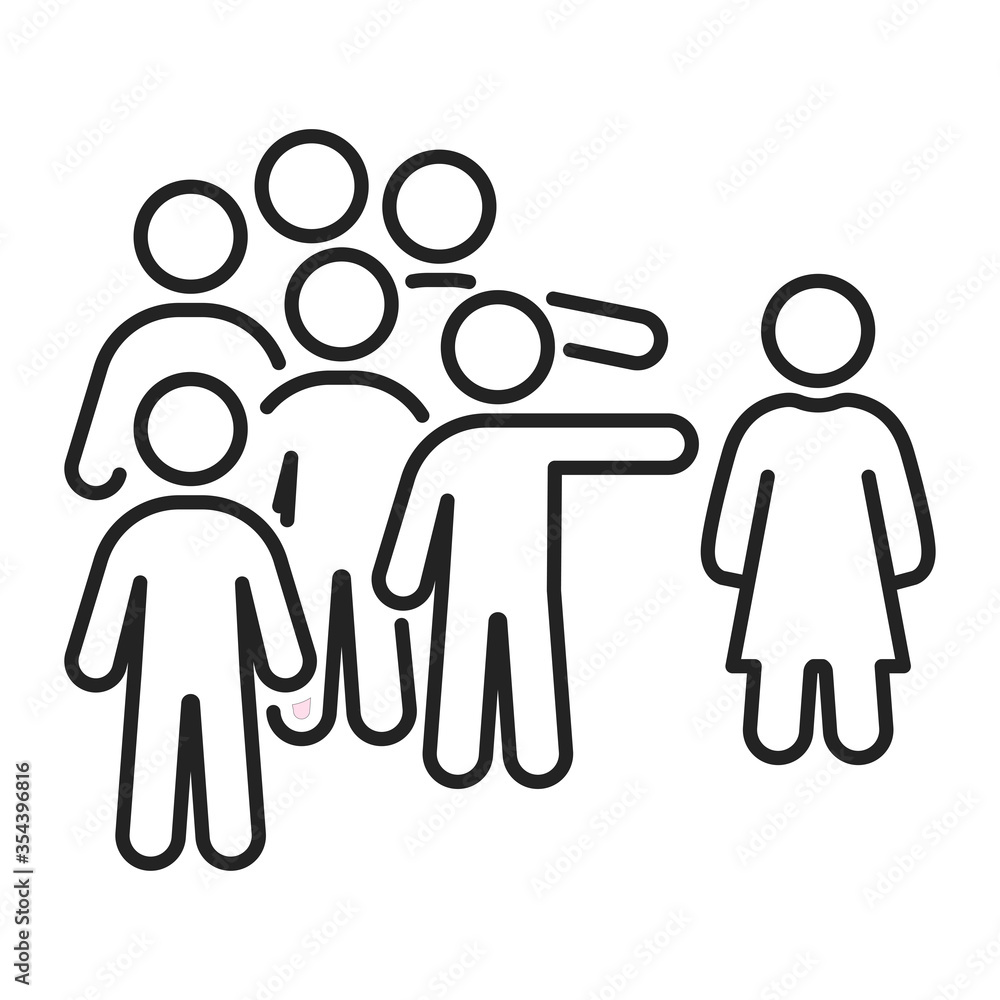 Social bullying black line icon. Harassment, social abuse and violence ...