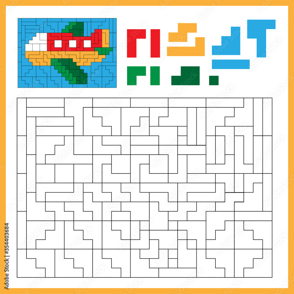 Airplane. Color the image using shapes. Coloring book for kids ...