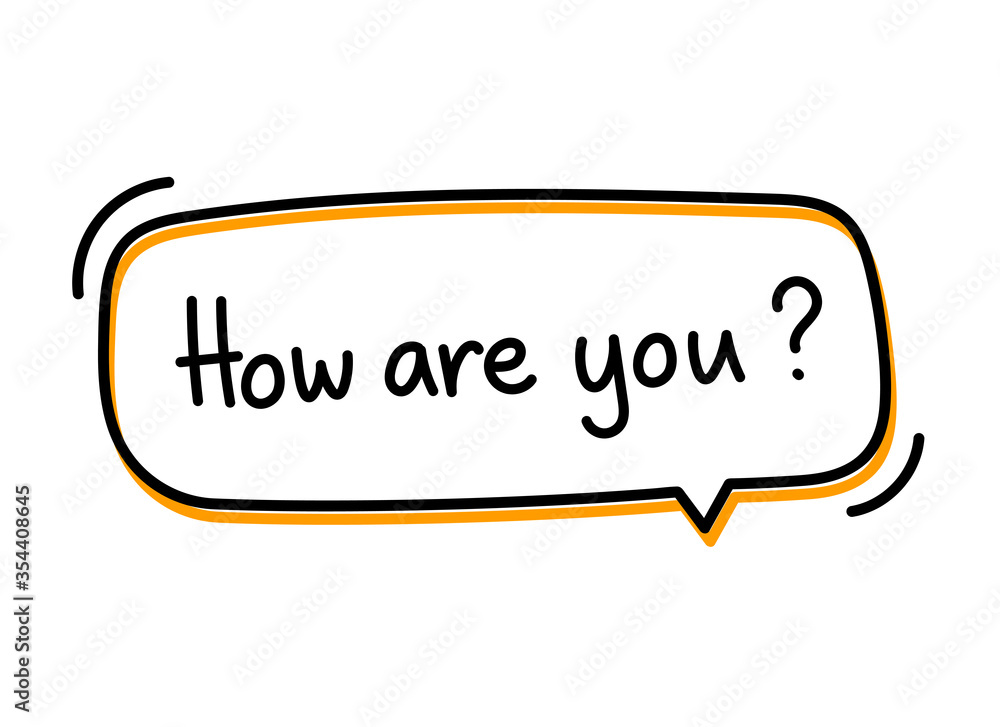 How are you question. Handwritten lettering illustration. Black vector ...