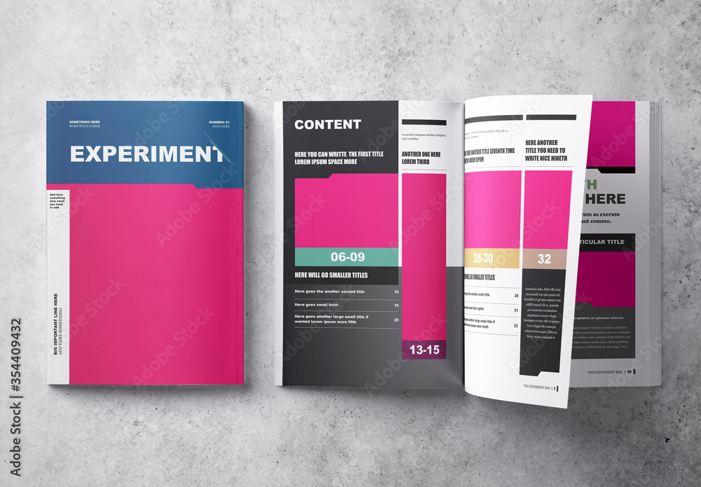Experiment Magazine Layout Stock Template | Adobe Stock