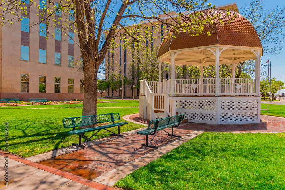 The Lubbock Town square with Gazebo in the downtown area stands in ...