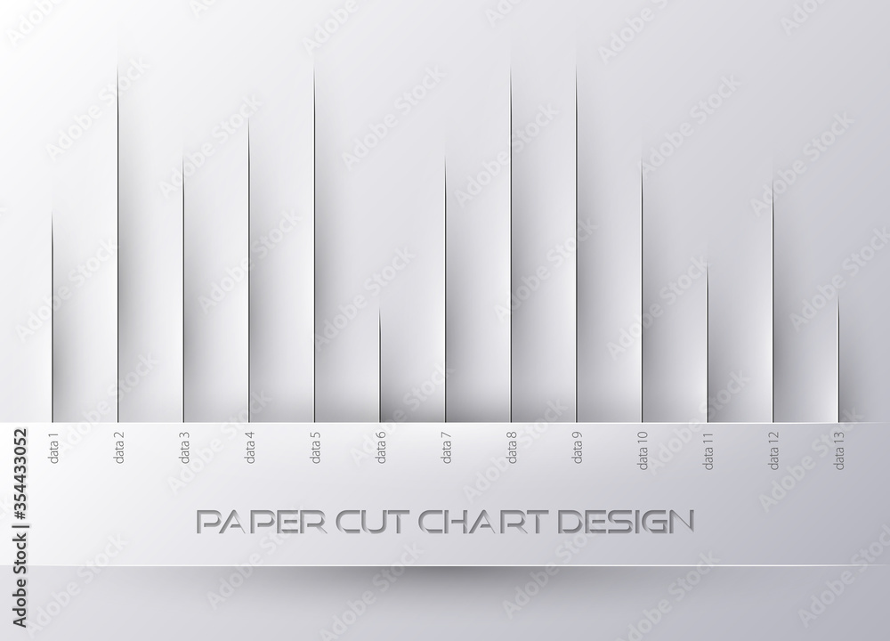 Paper cut diagram chart with shadow. Vector white infographic design ...