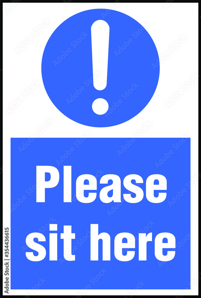 Please sit here sign vector blue illustration Stock Vector | Adobe Stock