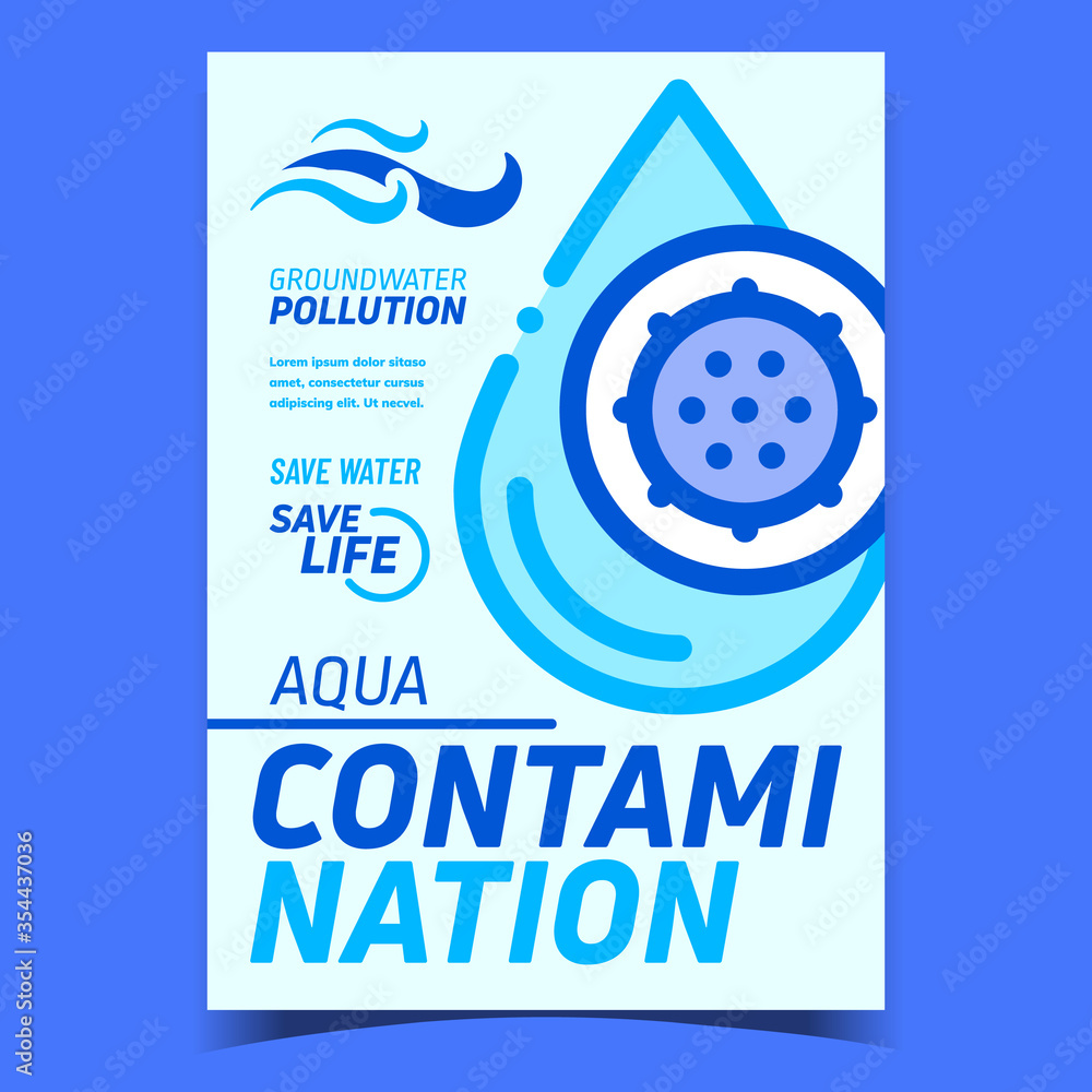 Aqua Contamination Creative Promo Banner Vector. Water Drop ...
