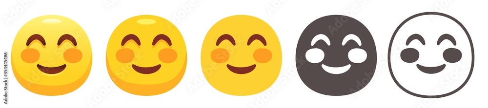 Smiling emoji with smiling eyes. Happy embarrassed face with flushed ...