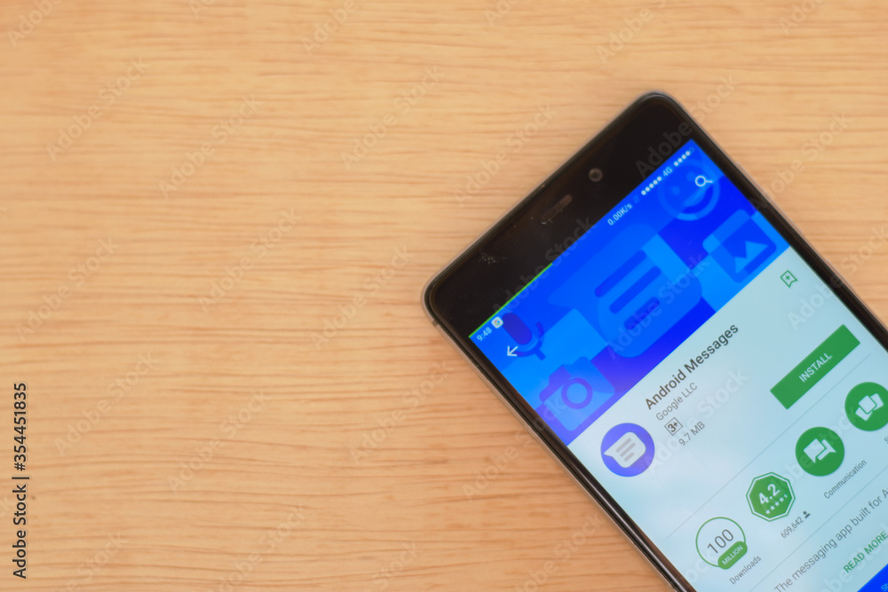 Android Messages dev app on Smartphone screen. Android Messages is a ...