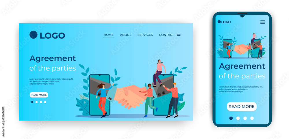 Agreement of the parties.Template for the user interface of the website ...