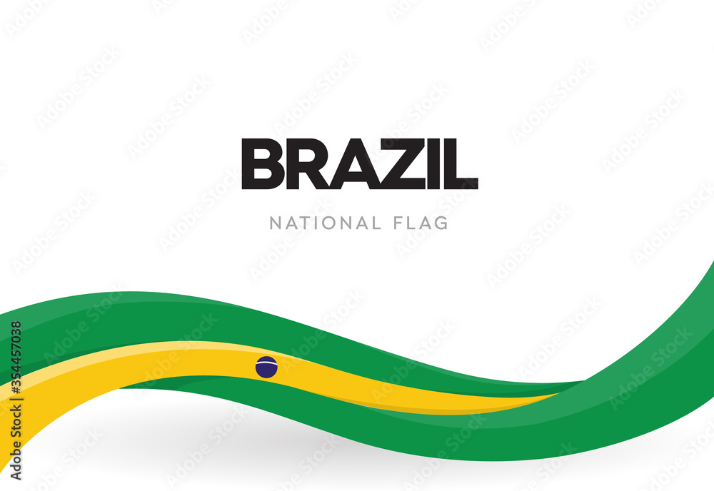 Brazil flag, wavy ribbon with colors of Brazilian national flag on ...