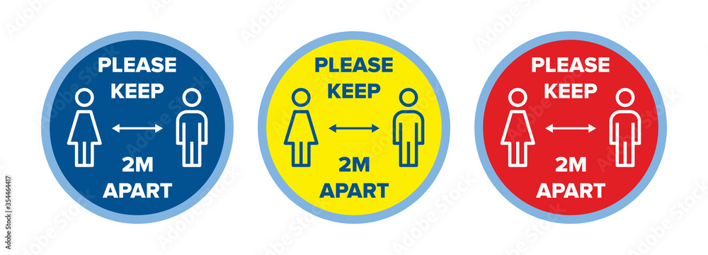 Floor decals social distancing stickers, 2m metres distance vector ...