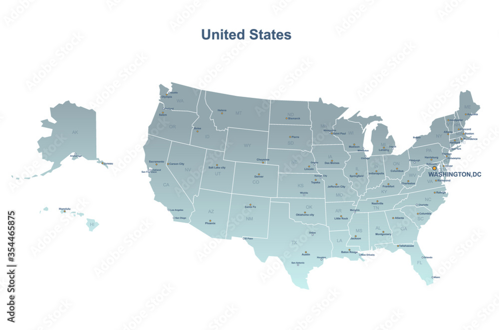 us map with state name