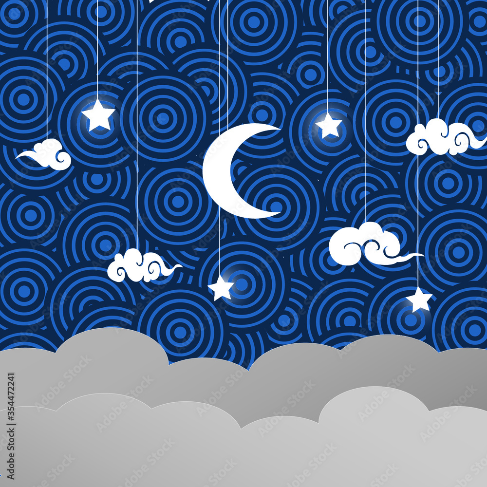 Vector night sky background stars and moon Stock Vector | Adobe Stock