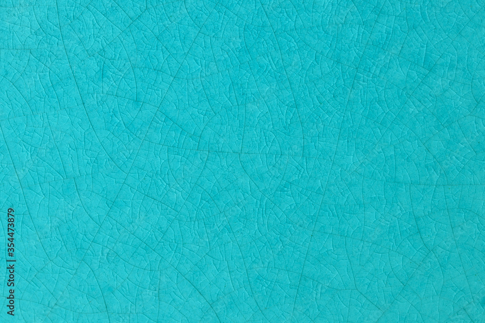 Ocean blue turquoise crack ceramic tile. Sea color of glazed tile ...